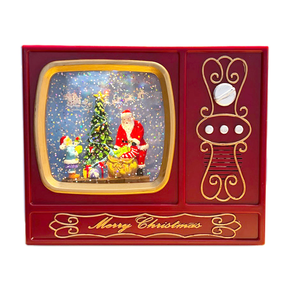 Christmas Musical LED Santa Claus TV Television Glitter Swirl Xmas Dec ...